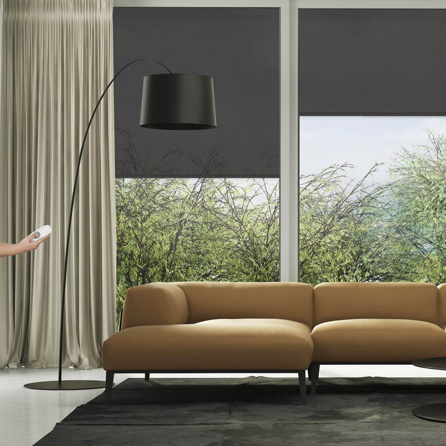 Outdoor Motorized Solar Roller Patio Shades | SelectBlinds.com